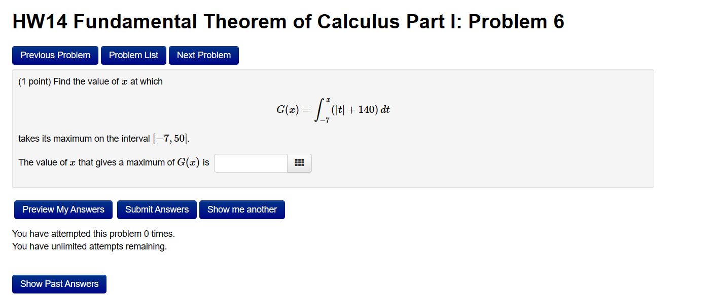 Solved HW14 Fundamental Theorem of Calculus Part I: Problem | Chegg.com