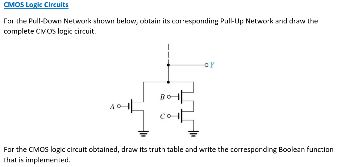 Solved For the Pull-Down Network shown below, obtain its | Chegg.com
