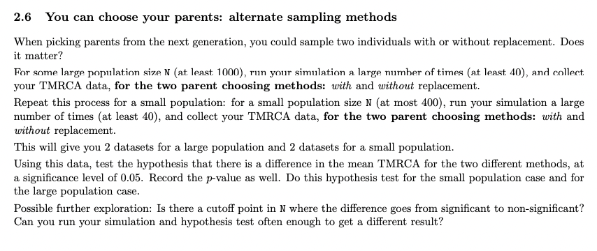 Solved 2.3 Basic function to simulate the MRCA model Write | Chegg.com