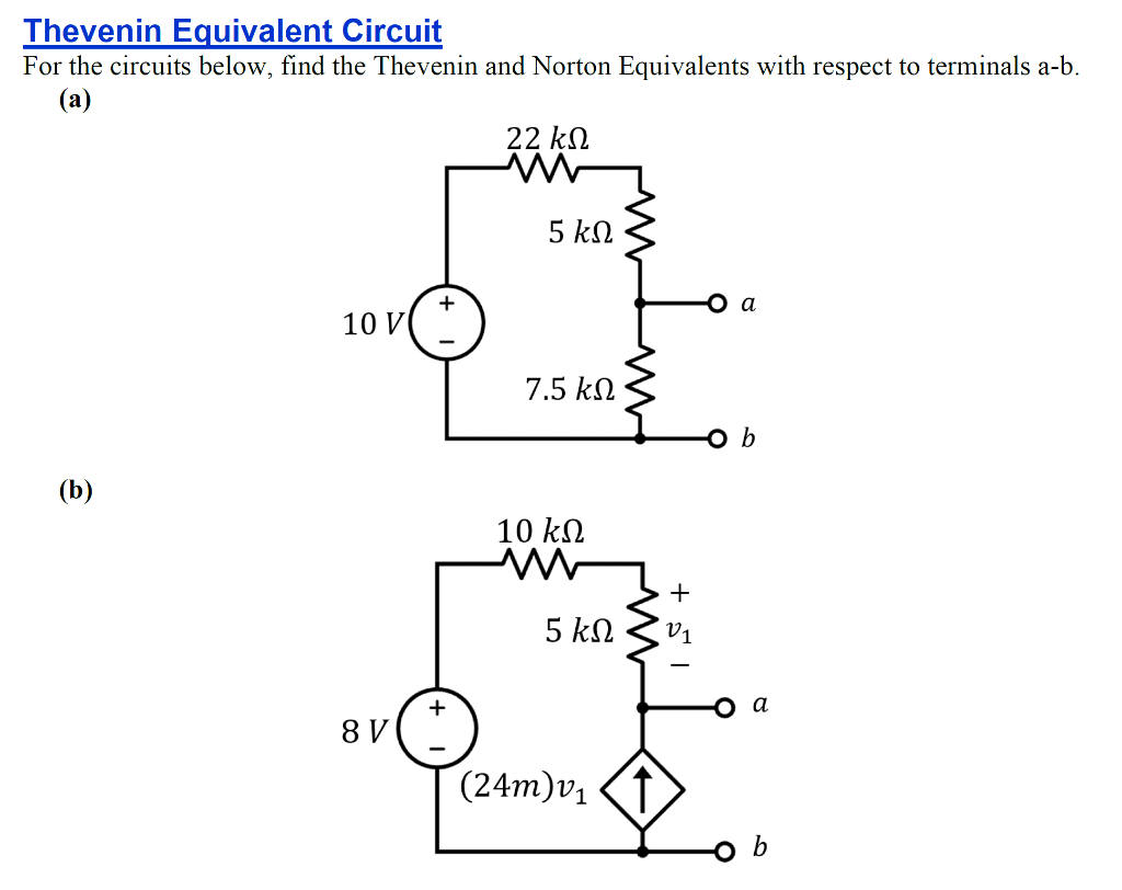 Solved Thevenin Equivalent Circuit For the circuits below, | Chegg.com