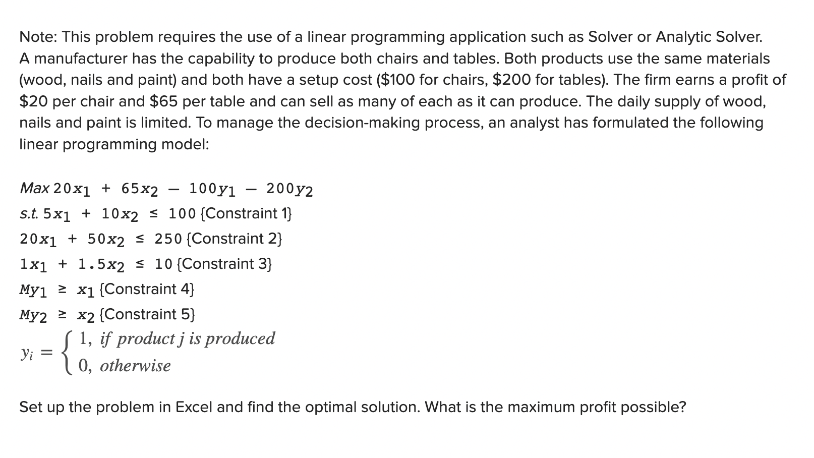 Solved Note: This problem requires the use of a linear | Chegg.com