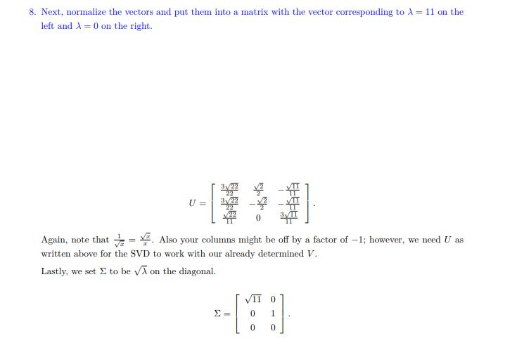 Solved 3 Computation of an SVI we will now compute the SVD | Chegg.com