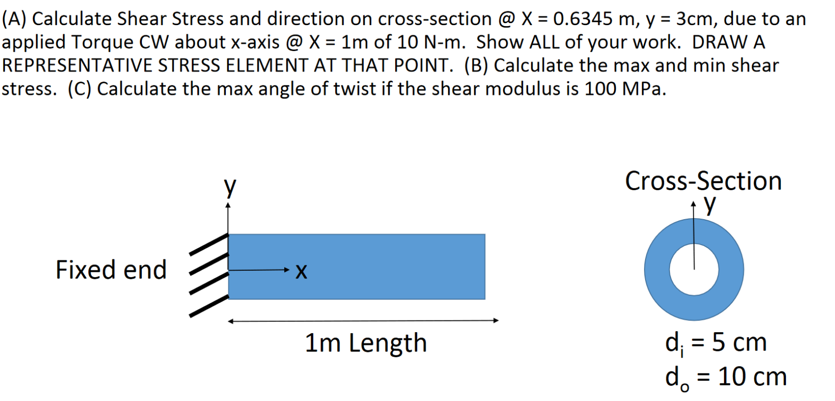 Solved A) Calculate Shear Stress and Direction on | Chegg.com