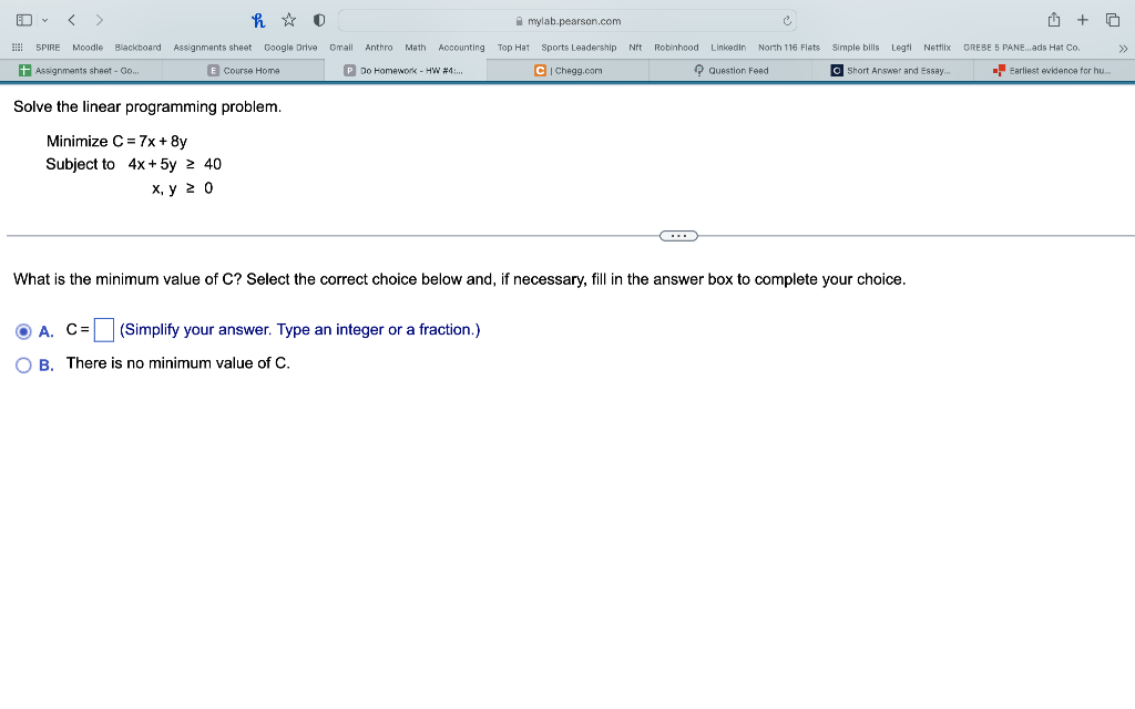 Solved Solve the linear programming problem. Minimize | Chegg.com