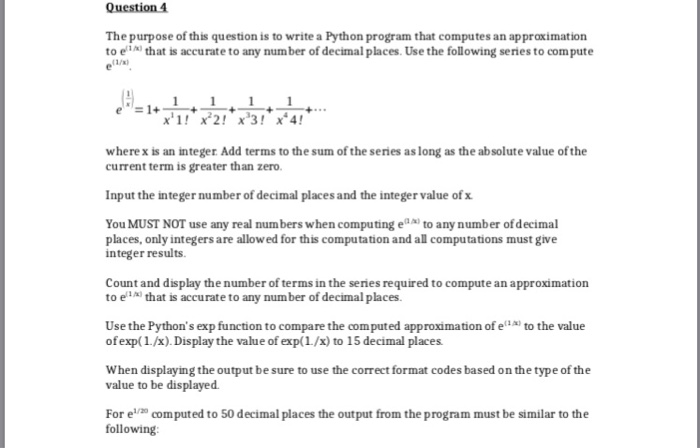 Solved Question 4 The Purpose Of This Question Is To Write A