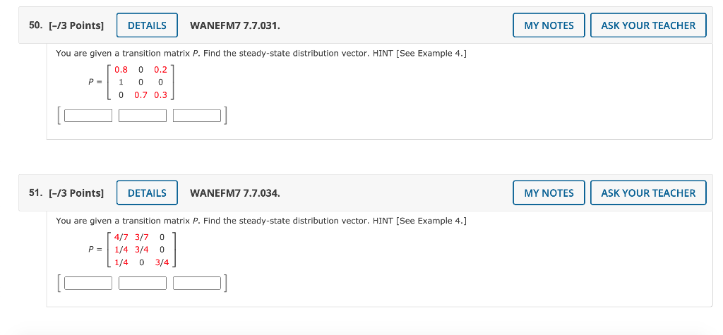 Solved 50. [-/3 Points] DETAILS WANEFM7 7.7.031. MY NOTES | Chegg.com