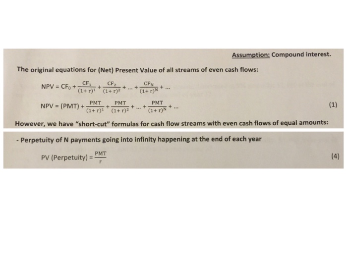 Solved The original equations for (Net) Present Value of all | Chegg.com