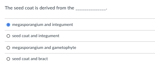 Solved The seed coat is derived from the megasporangium and | Chegg.com