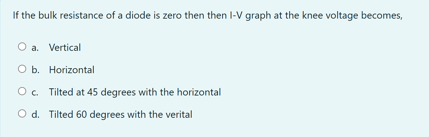 Solved If the bulk resistance of a diode is zero then then | Chegg.com