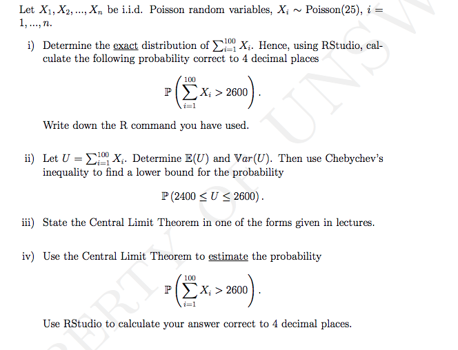 Solved Let X1,X2,…,Xn be i.i.d. Poisson random variables, | Chegg.com