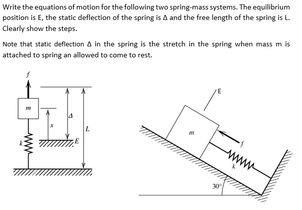 Solved Write the equations of motion for the following two | Chegg.com