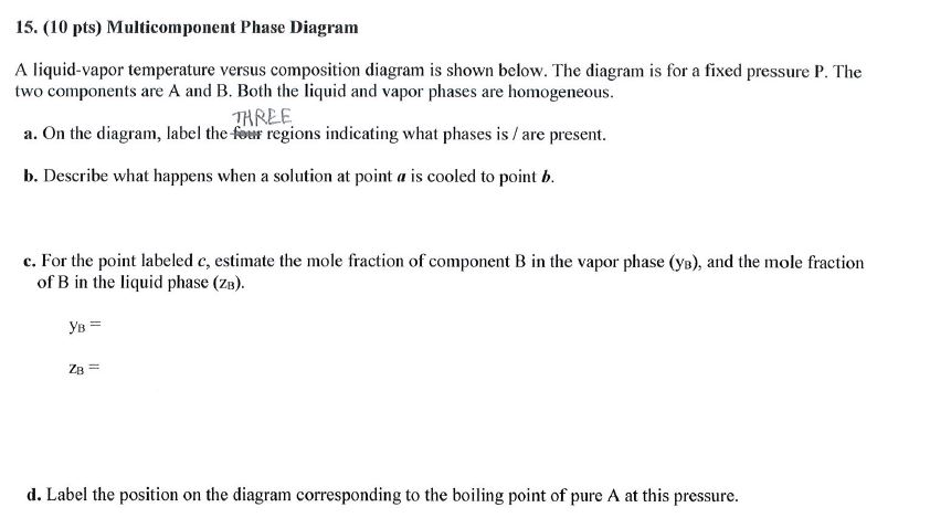 Solved 15. (10 pts) Multicomponent Phase Diagram A | Chegg.com