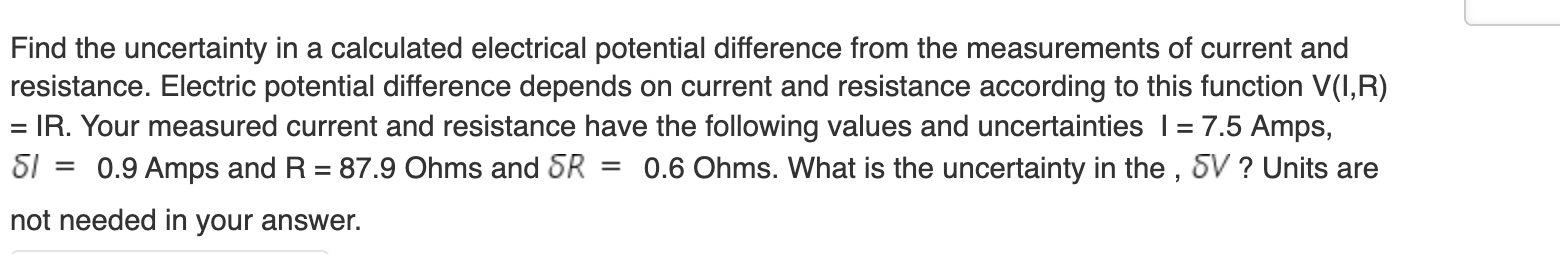 Solved a Find the uncertainty in a calculated electrical | Chegg.com