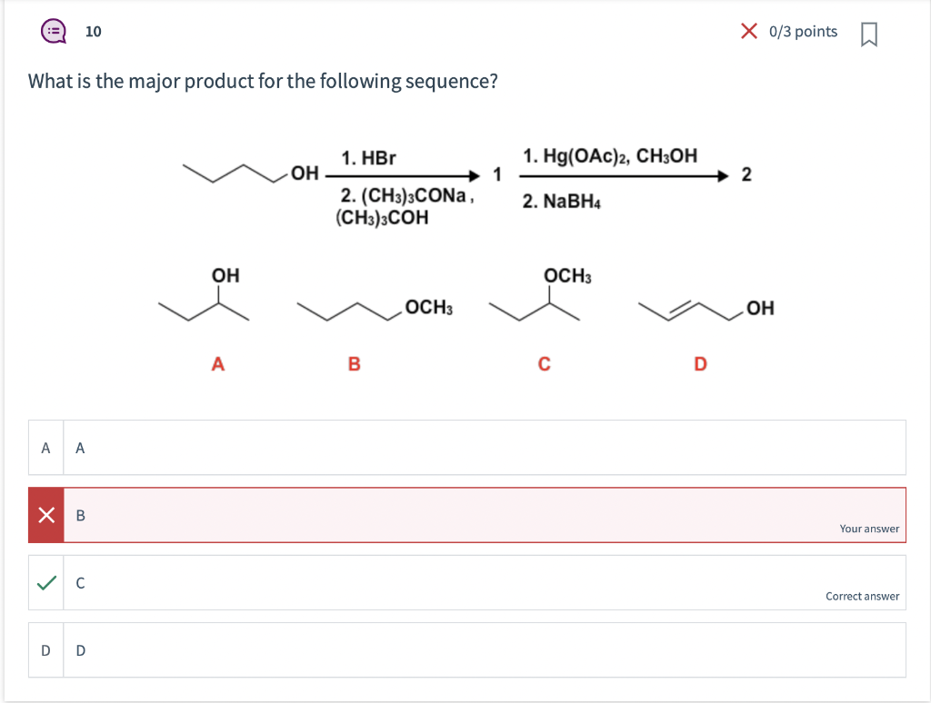 Solved What is the major product for the following sequence? | Chegg.com