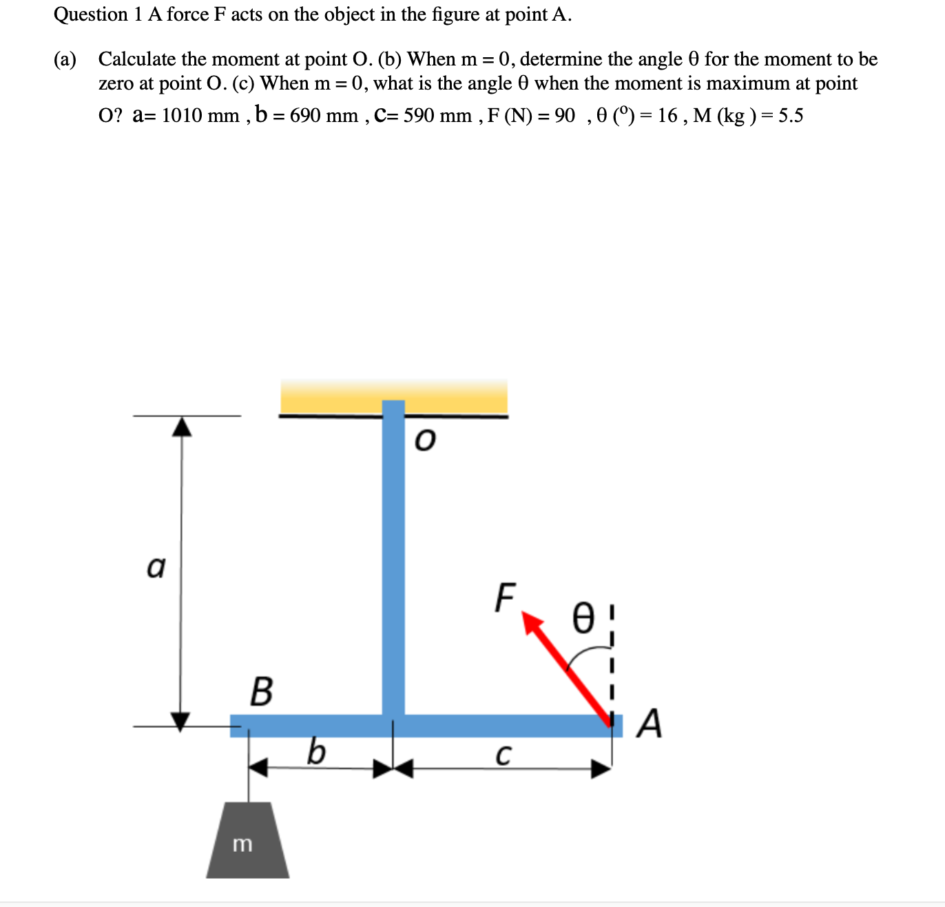 Solved Question 1 A force F acts on the object in the figure | Chegg.com