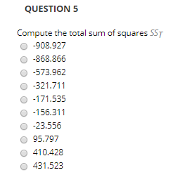 Solved Calcuate the Sum of Squares total (SStot).Group of | Chegg.com
