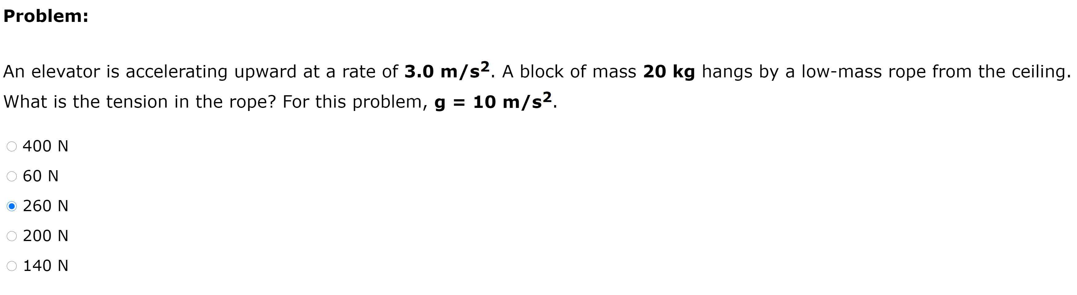 Solved Problem: An elevator is accelerating upward at a rate | Chegg.com