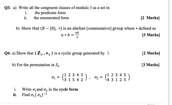 Solved Q3. a) Write all the congruent classes of modulo 3 as | Chegg.com