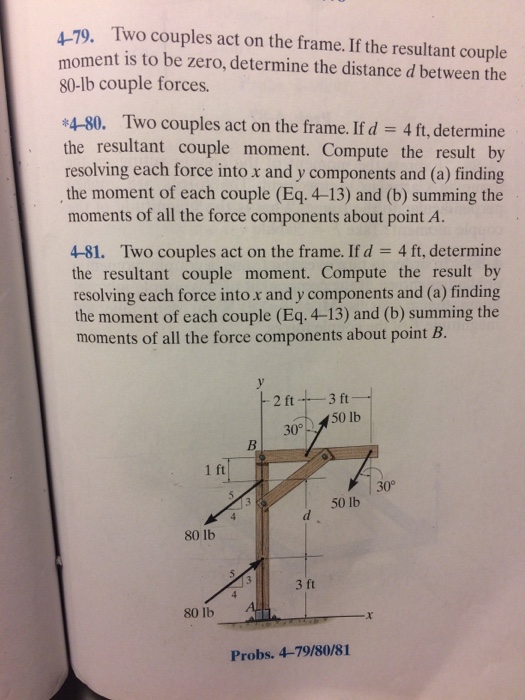 Solved Two couples act on the frame. If the resultant couple | Chegg.com