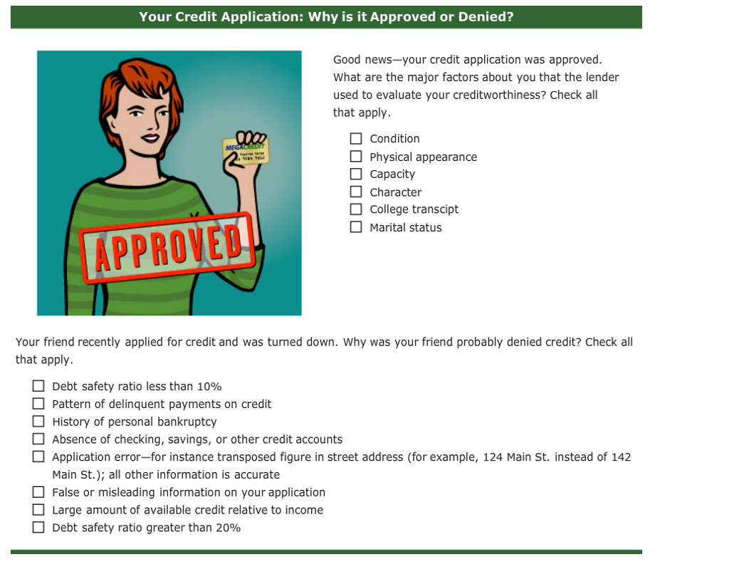Solved Your Credit Application: Why is it Approved or | Chegg.com