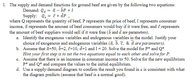 Solved The supply and demand functions for ground beef are | Chegg.com