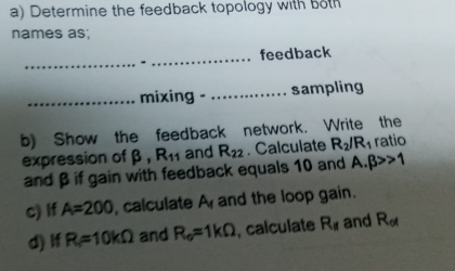 Solved 3) [30p] For the feedback circuit in figurea) | Chegg.com