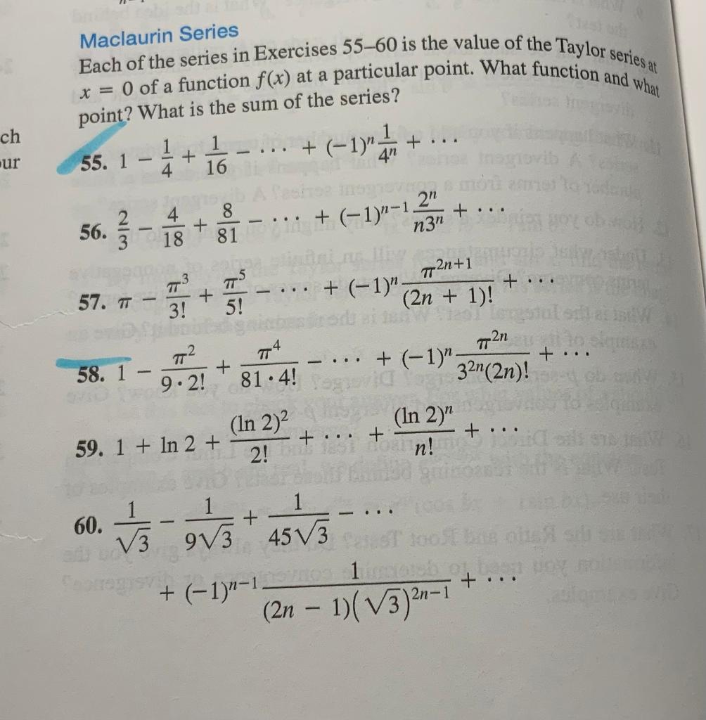 Solved Maclaurin Series Each of the series in Exercises | Chegg.com
