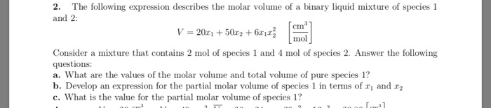 Solved 2. The following expression describes the molar | Chegg.com