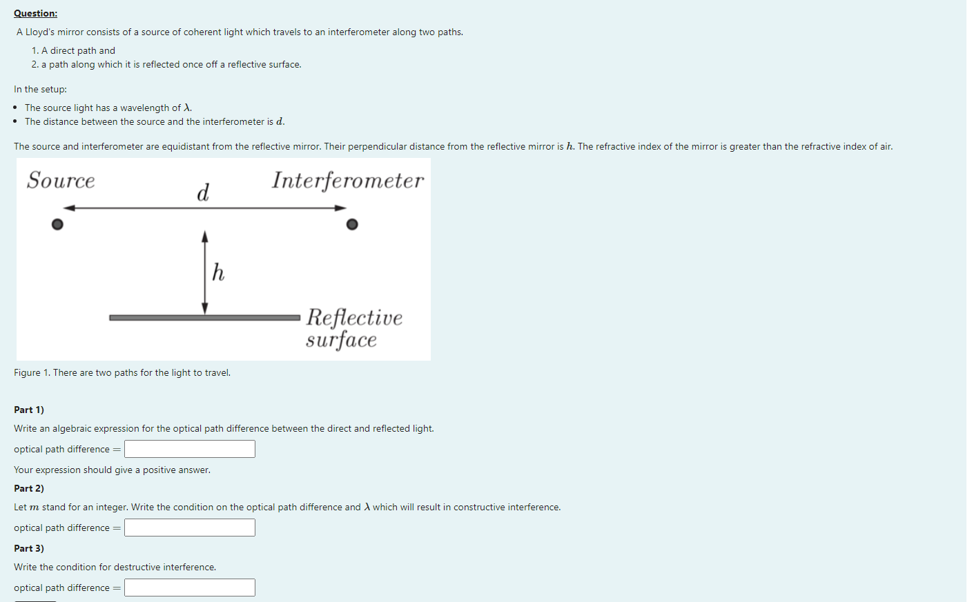 Solved Question: A Lloyd's mirror consists of a source of | Chegg.com