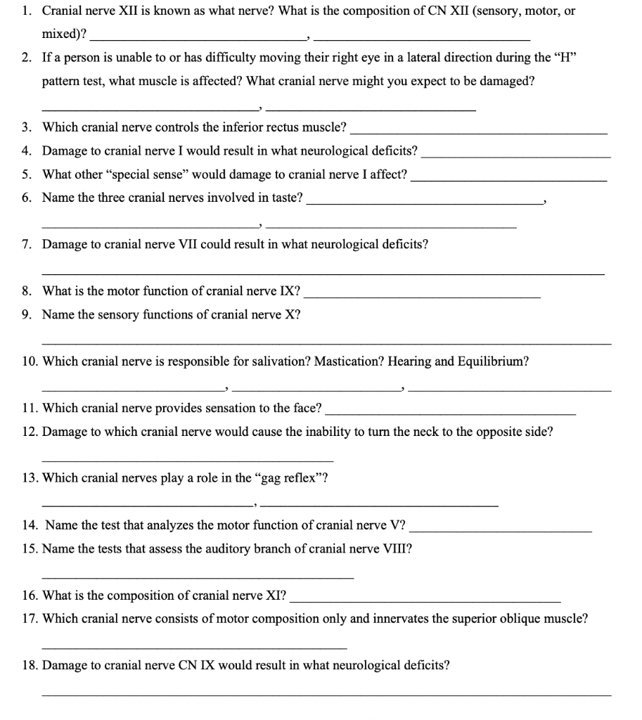 Solved 1. Cranial nerve XII is known as what nerve? What is | Chegg.com