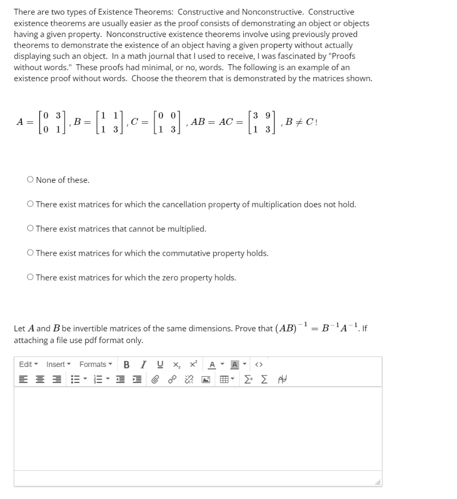 Solved There are two types of Existence Theorems: | Chegg.com