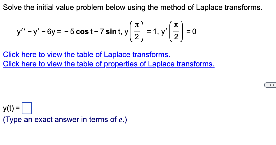 Solved Solve the initial value problem below using the | Chegg.com