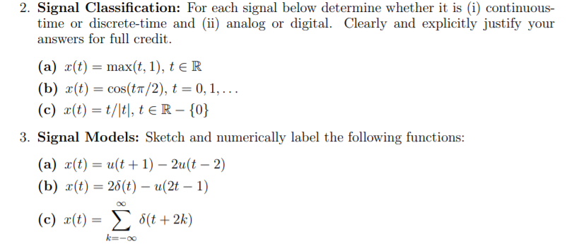 Solved 2. Signal Classification: For each signal below | Chegg.com