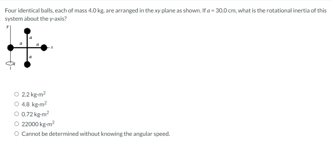 Solved Four identical balls, each of mass 4.0 ﻿kg , ﻿are | Chegg.com