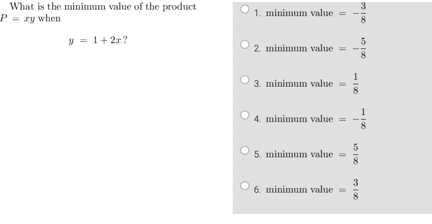 Solved What is the minimum value of the product P=xy when | Chegg.com