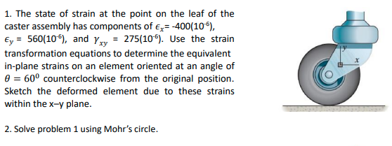 Solved 1. The state of strain at the point on the leaf of | Chegg.com