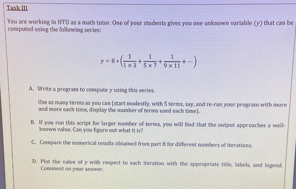 Solved Task UIT You are working in HTU as a math tutor. One | Chegg.com