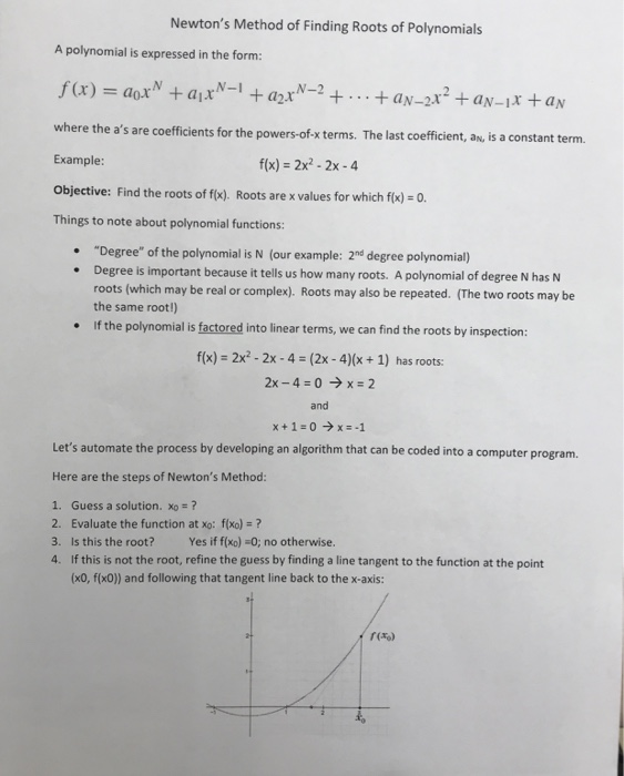 Solved Newton's Method of Finding Roots of Polynomials A | Chegg.com