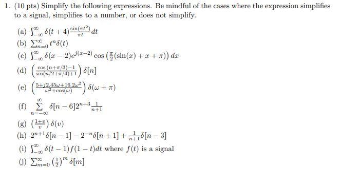 Solved 1. (10 pts) Simplify the following expressions. Be | Chegg.com