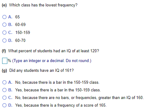 Solved IQs of 7th Grade Students The following frequency | Chegg.com