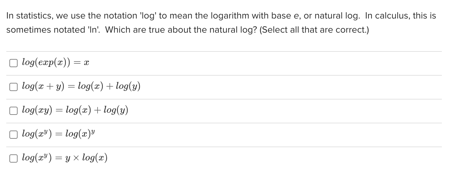 Solved e=exp(1) is called the exponential function. Which of | Chegg.com