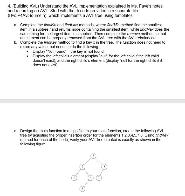 Solved 4. (Building AVL) Understand the AVL implementation | Chegg.com