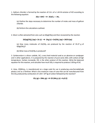 Solved 1. Gallium chloride is formed by the reaction of 2.6 | Chegg.com