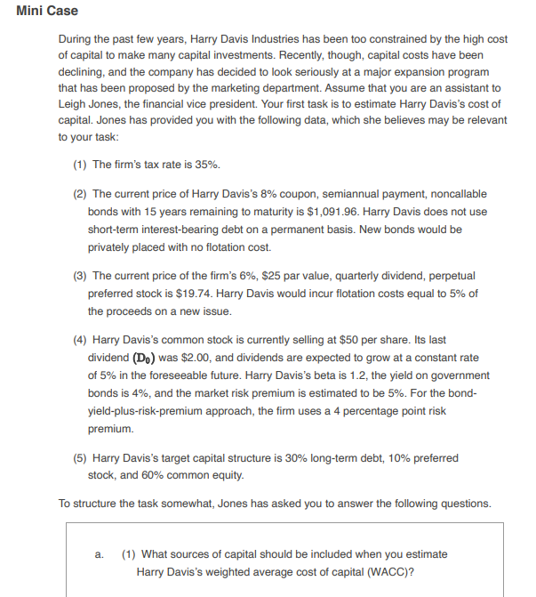 Solved Case During the past few years, Harry Davis | Chegg.com