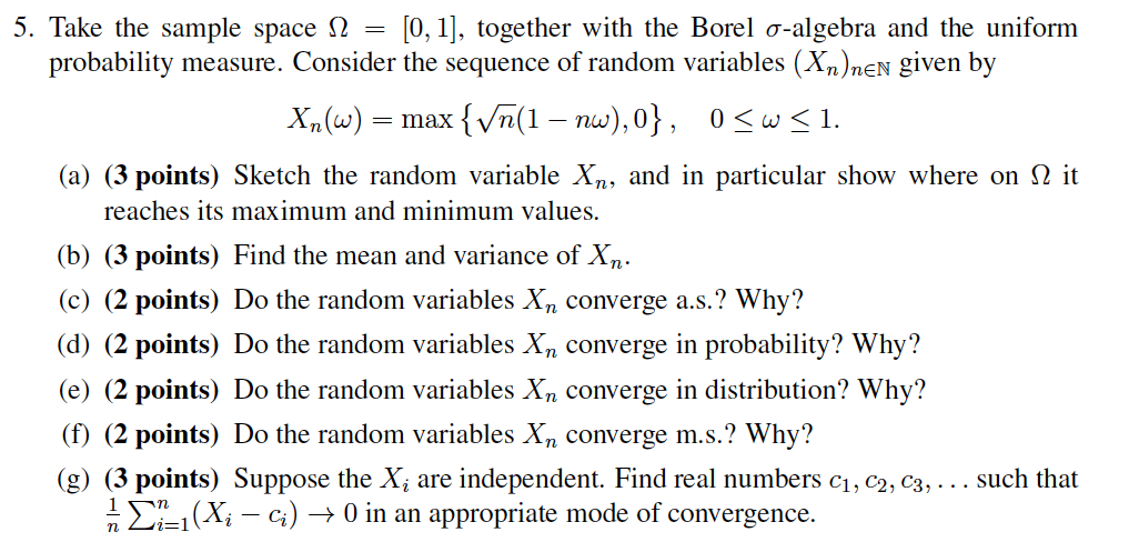 5. Take the sample space Ω=[0,1], together with the | Chegg.com