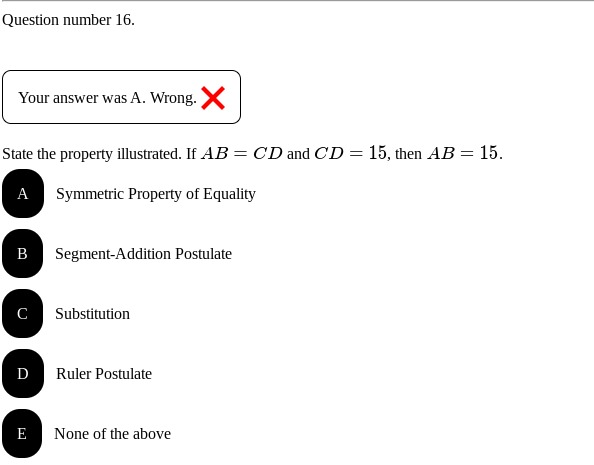 Solved Question number 16. State the property illustrated. | Chegg.com