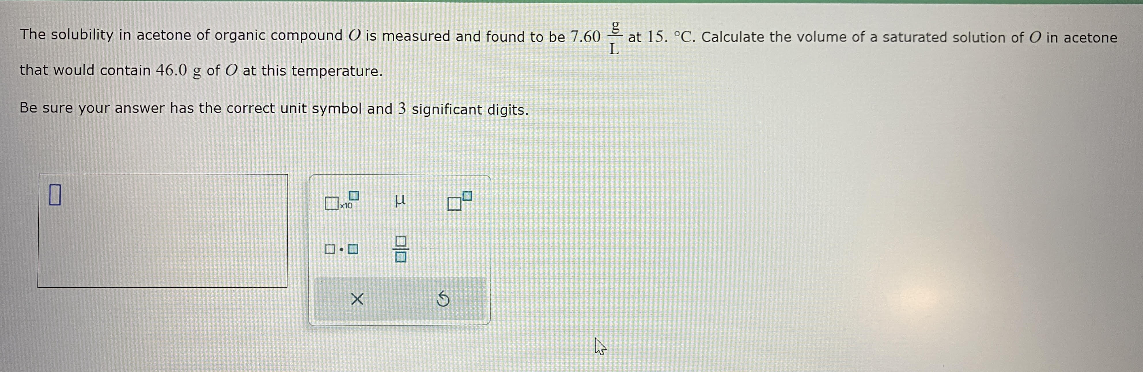 Solved The solubility in acetone of organic compound \\( O | Chegg.com