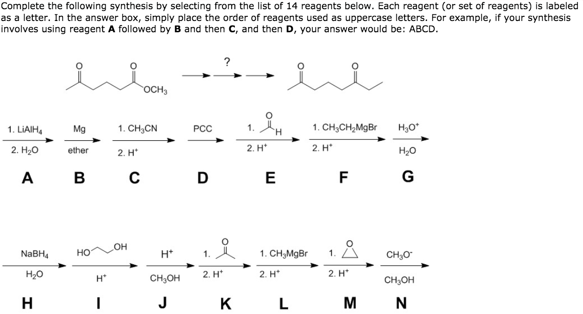 Solved Complete the following synthesis by selecting from | Chegg.com