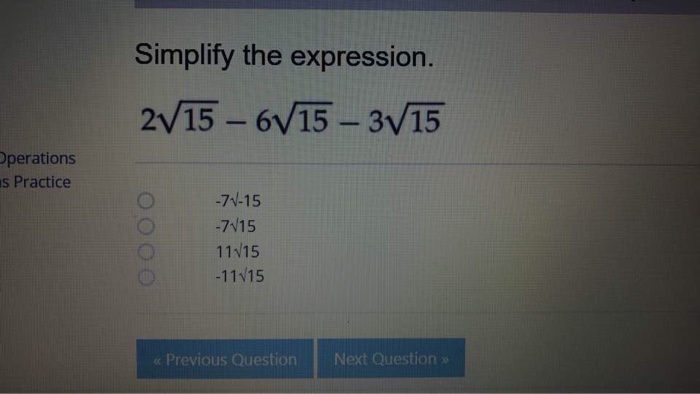 Solved Simplify the expression. 2 Squareroot 15 - 6 | Chegg.com