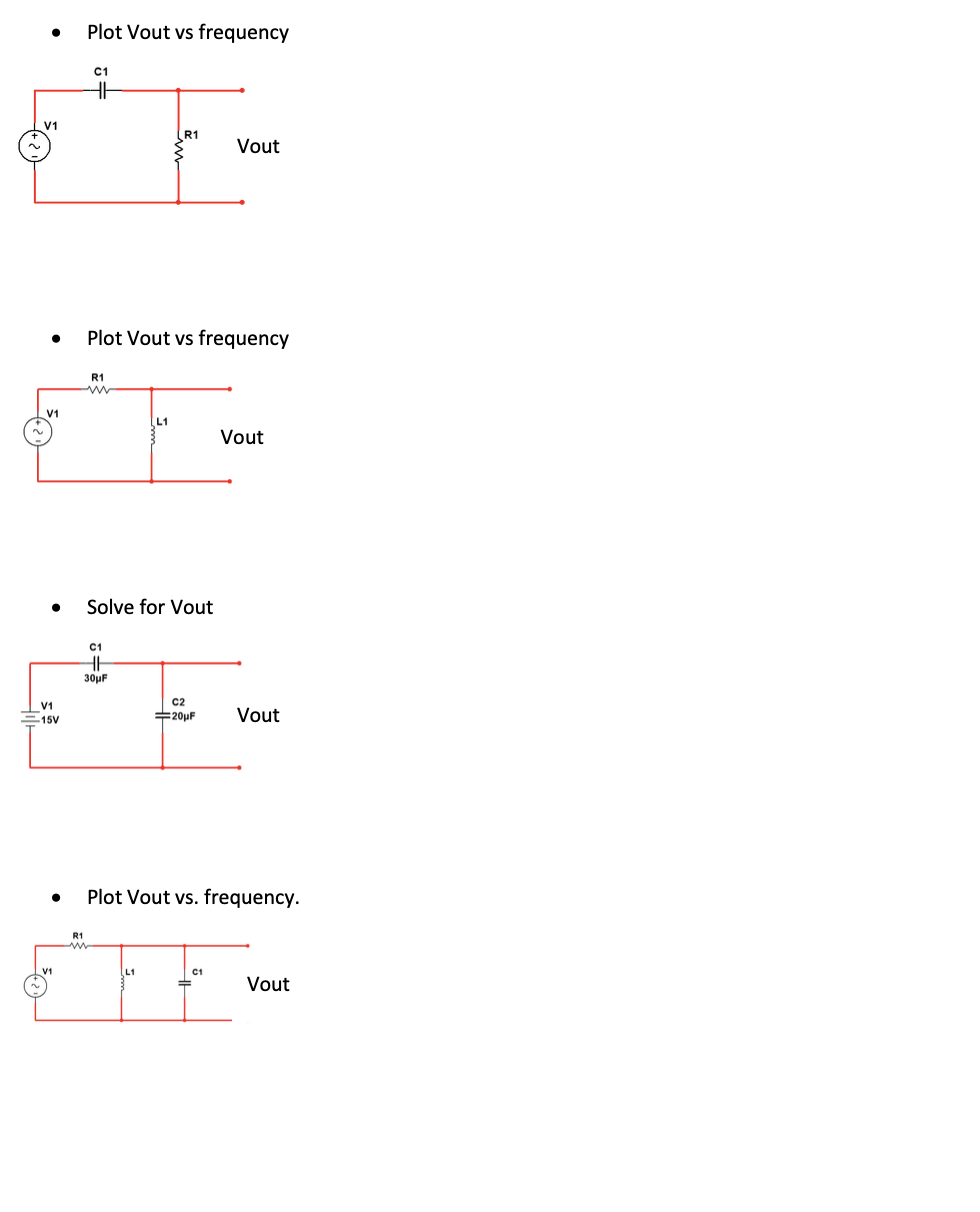Solved . Plot Vout vs frequency C1 HE V1 R1 Vout Plot Vout | Chegg.com